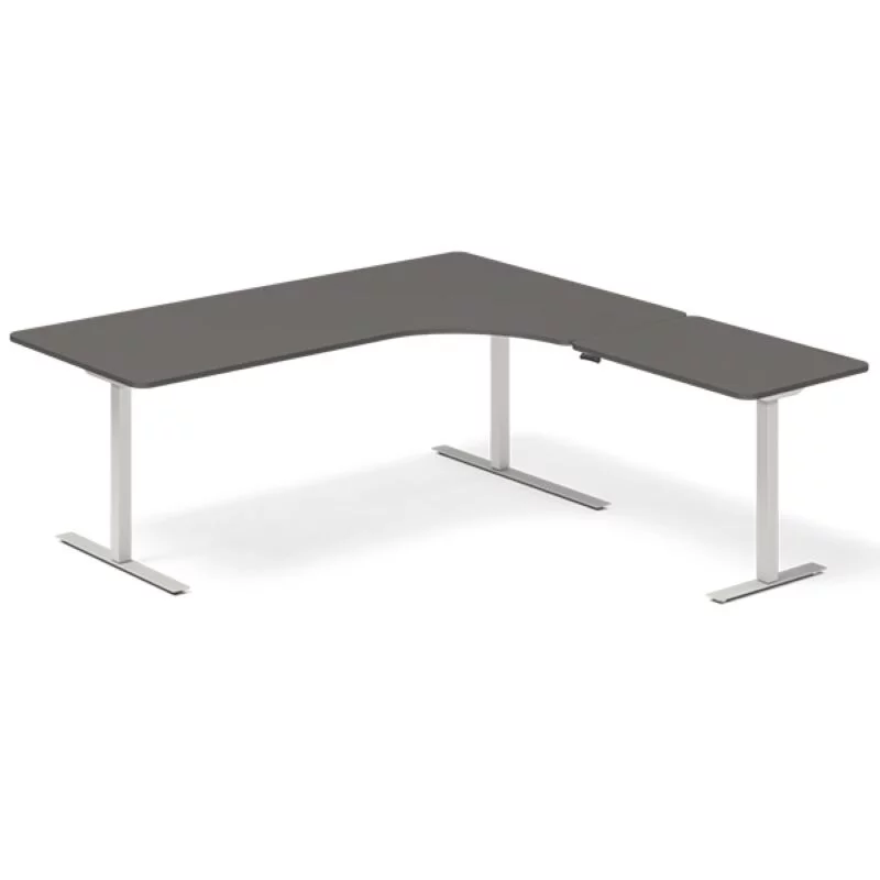 Hæve-/Sænkebord, 2000x2000 mm. 3-benet alu stel, højre vendt — Arjshop